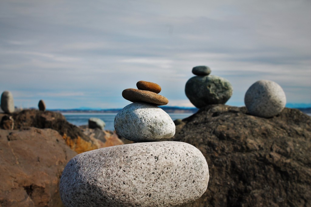 Stacked Rocks on Beach at Fort Worden Port Townsend 1 - 2TravelDads