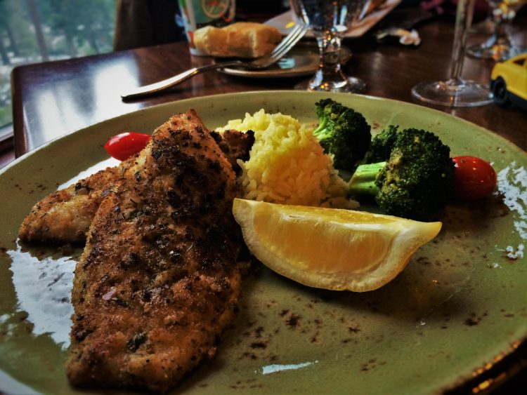 Snappy fish dinner in Peaks Dining Room at Wuksachi Lodge in Sequoia ...