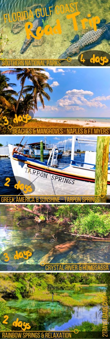 Florida Gulf Coast Road Trip Itinerary infographic - 2TravelDads