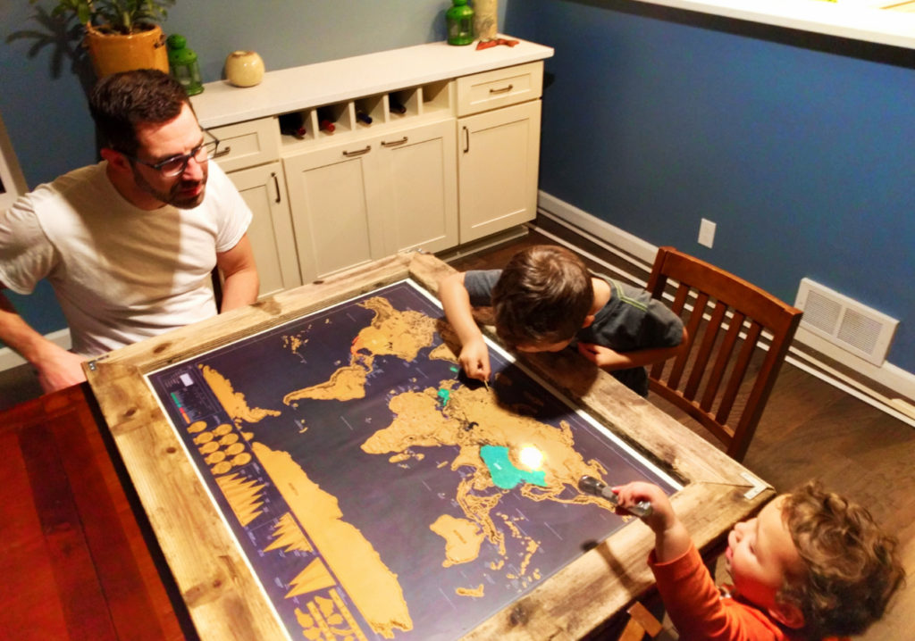 Taylor Family doing scratch map worldschooling 1 - 2TravelDads