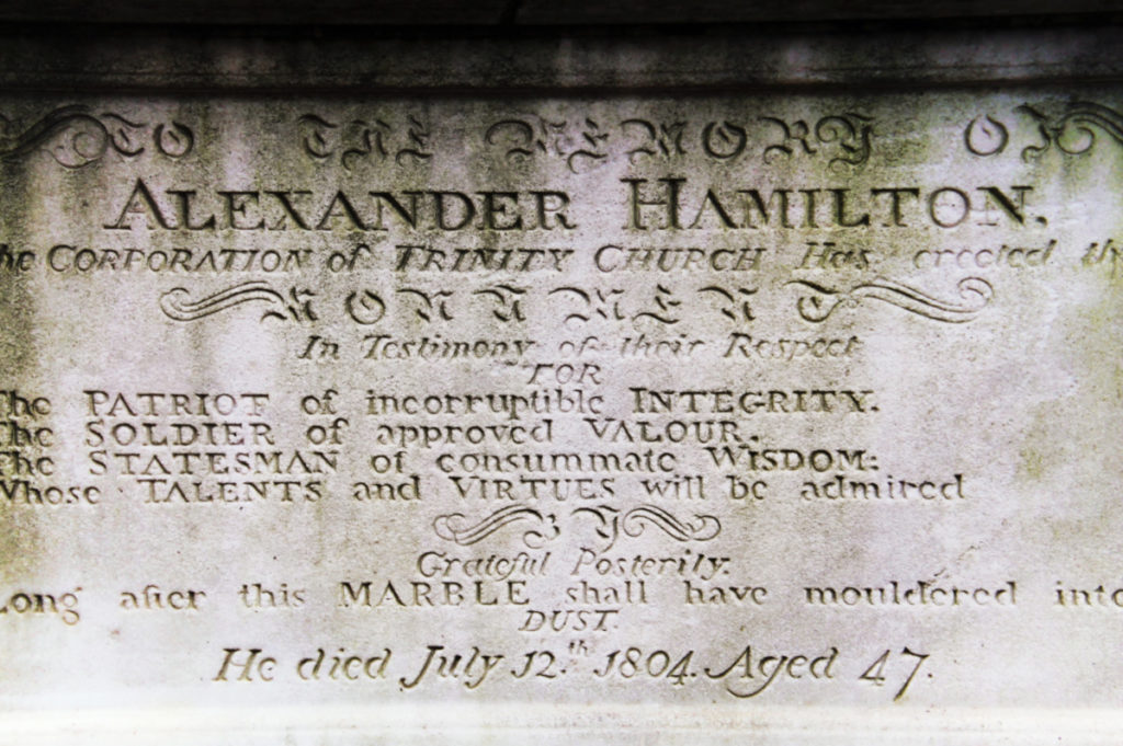 Alexander Hamiltons grave Trinity Church Graveyard Wall Street Lower ...