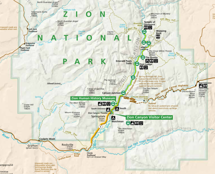 Zion National Park Map - 2TravelDads